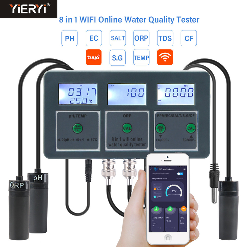 Tuya Wifi Online Water Quality Detector PH ORP EC TDS SALT S.G CF Temper