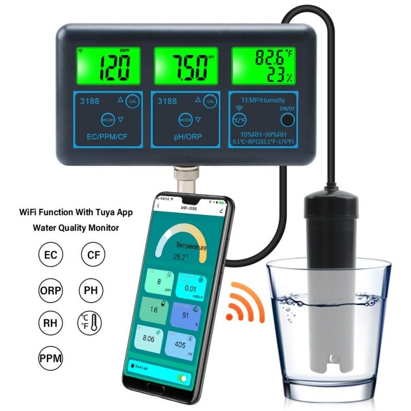Yieryi WiFi pH & EC Meter – 7-in-1 Smart Water Quality Monitor for ...
