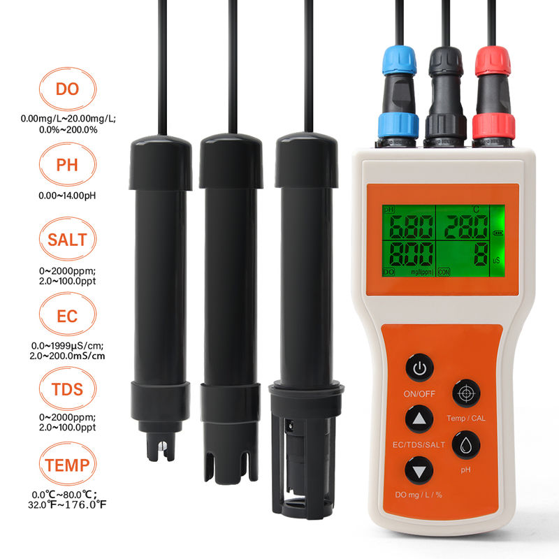 6-in-1 Water Quality Analyzer: DO, pH, TDS, EC, Salt, Temp