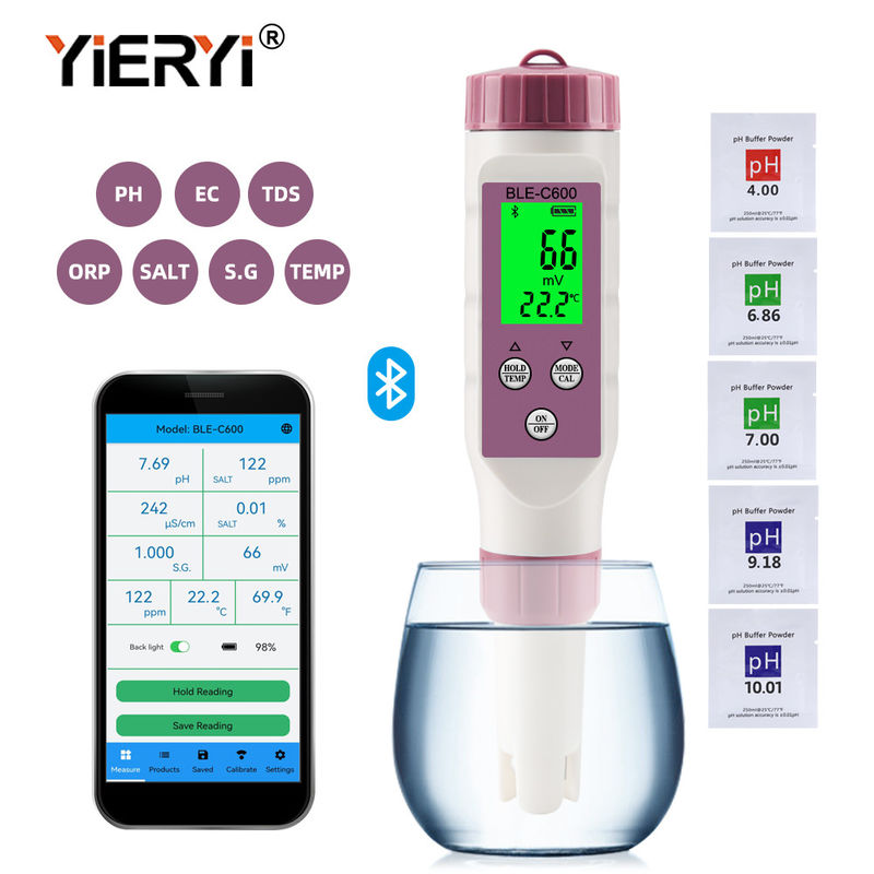 7 In 1 Temp ORP EC TDS Salinity PH Meter Online Blue Tooth Water ...