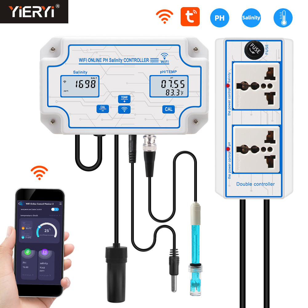 Wifi Data Logger Temp Ph Salinity Meter Online Controller Seawater 3587