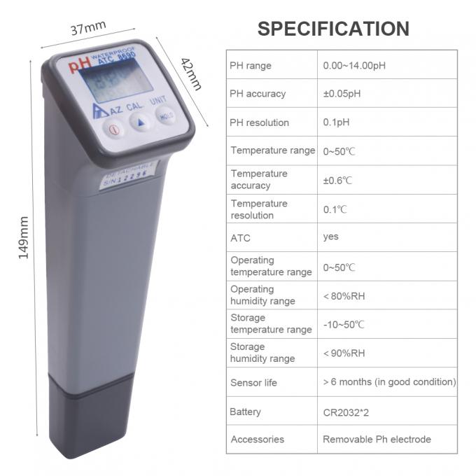 AZ8690 Portable Acidity Meter Water Quality Digital Ph Meter Handheld ...