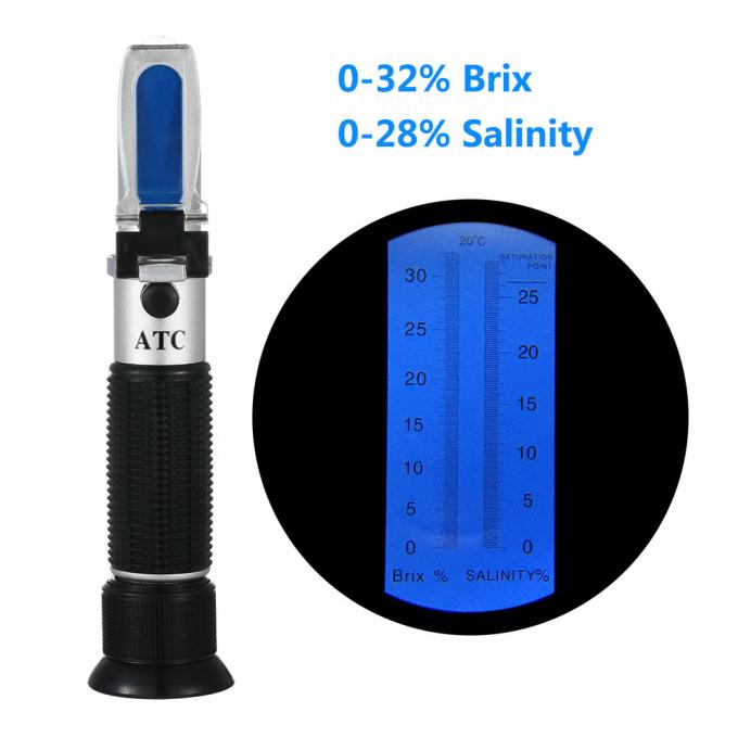 Portable Brix & Salinity Refractometer Meter With Atc / Salt Water ...