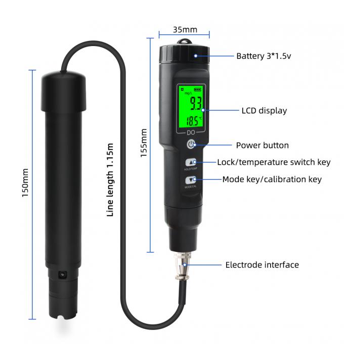 Aquaculture 30.0mg/L Waterproof Dissolved Oxygen Meter